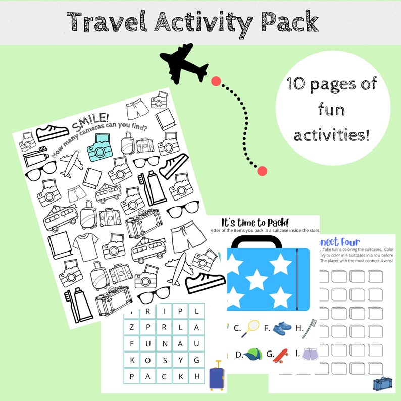 Kids Travel Activity Pack - Etsy
