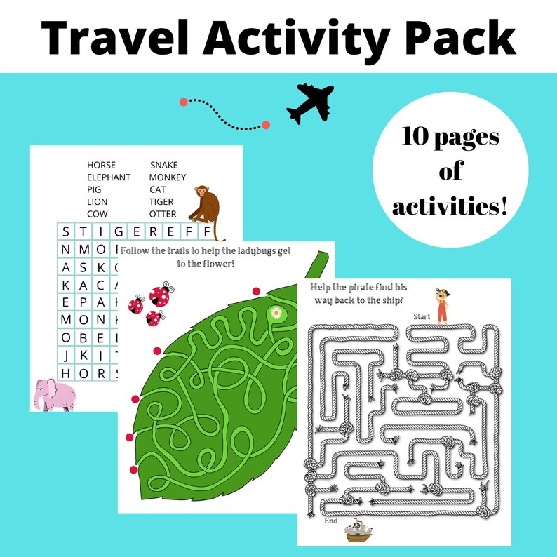 Kids Travel Activity Pack - Etsy