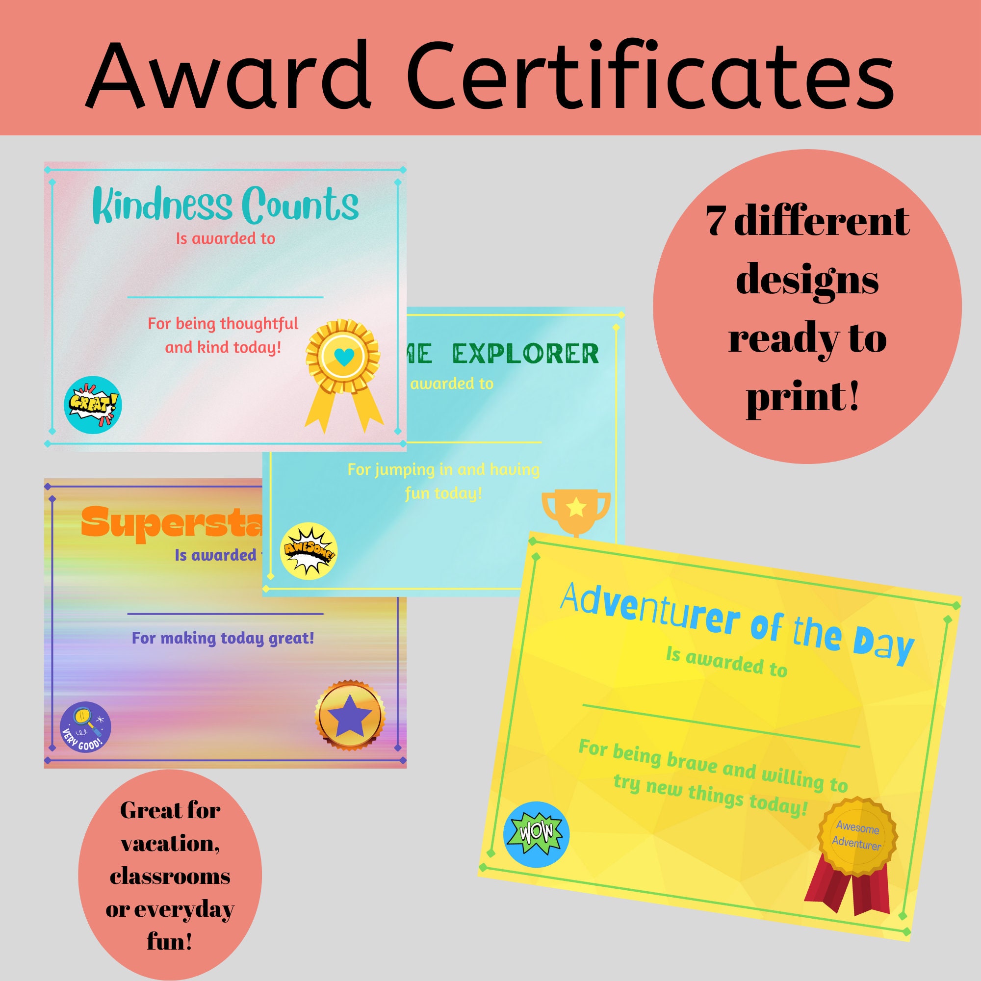 Kids Award Certificates - Etsy