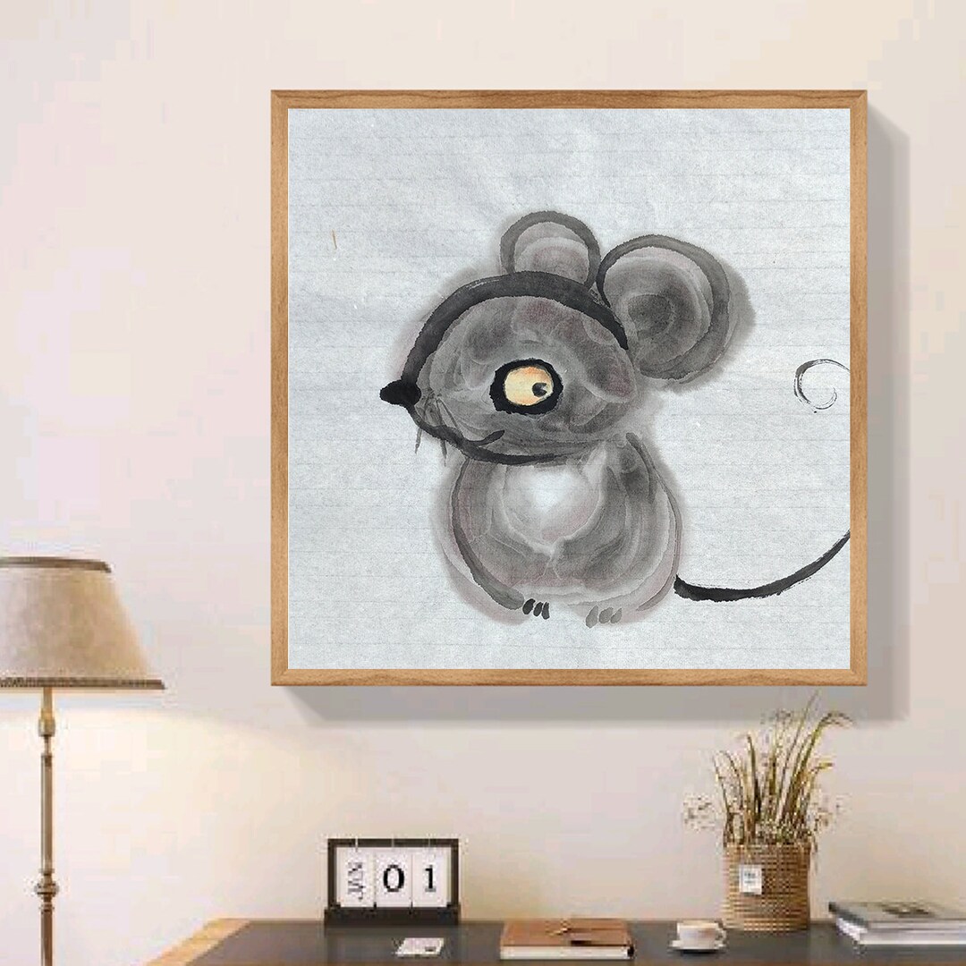 MISS.MISY Mouse Rat Crying,handmade Original Watercolor Painting,black ...