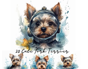 Yorkshire Terrier Watercolor Clipart, Cute Yorkie PNG Illustration Cute ...