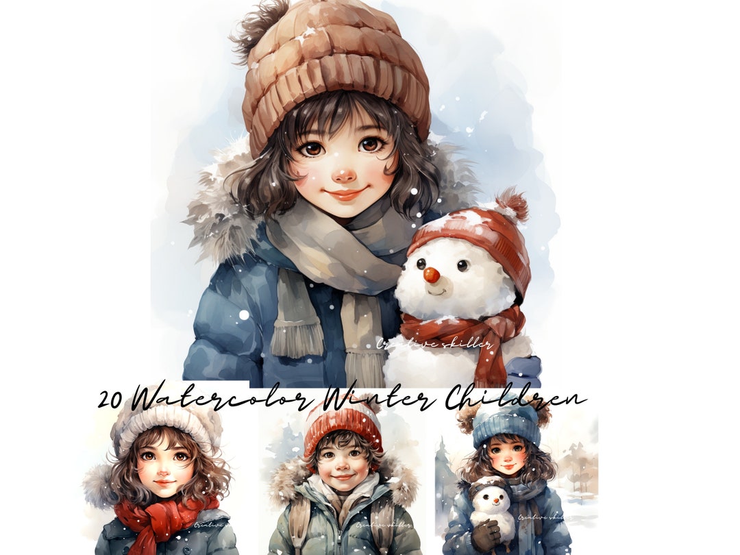 Winter Children Clipart,set of 20, Christmas Clipart, Winter JPG ...