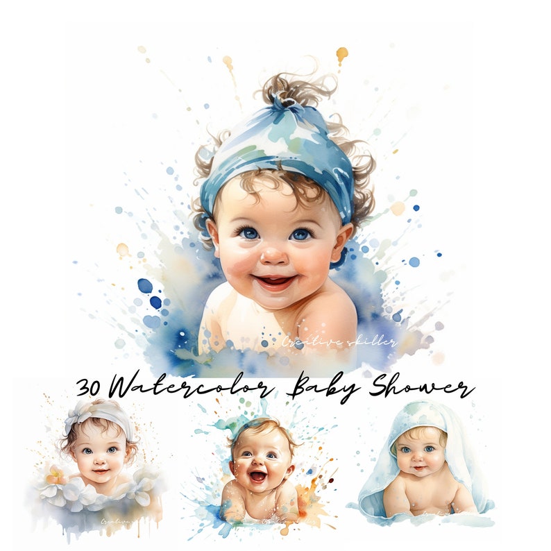 Watercolor Clipart Baby Shower, Baby Monthly Milestone Clip Arts ...