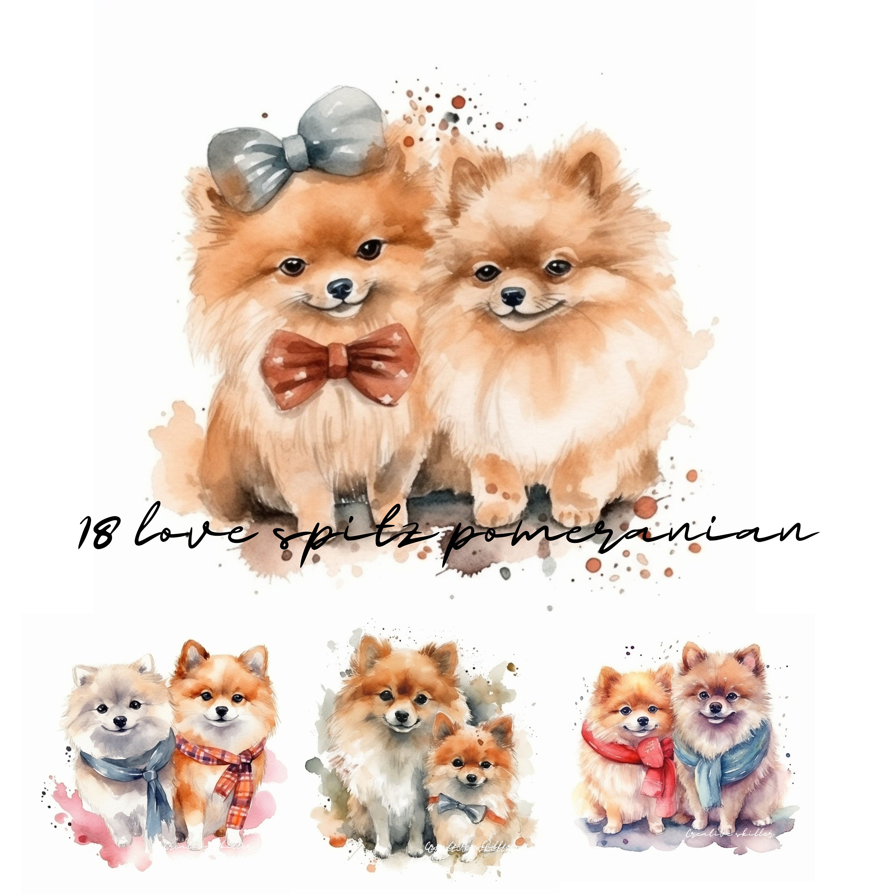 Pomeranian Puppy 18 ,digital Watercolor Clipart, Pomeranian Printable ...