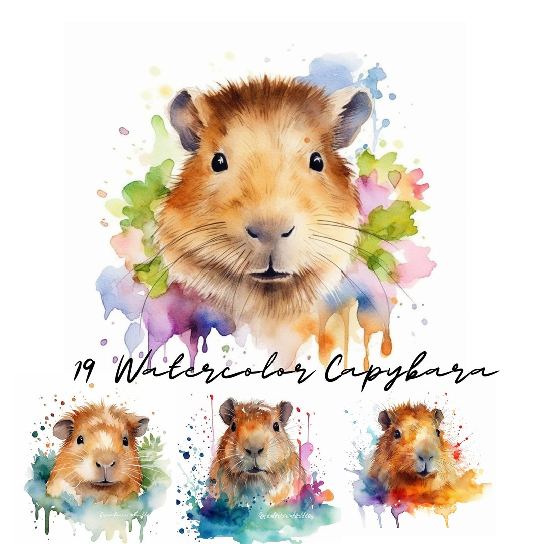 Watercolor, Capybara Clipart, 19 High Quality JPG Files, Digital ...