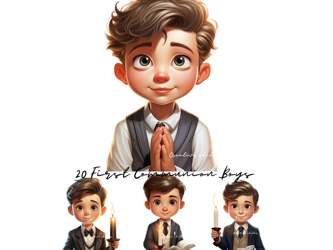 First Communion Boys Clipart, Religious PNG Bundle (digital Download ...