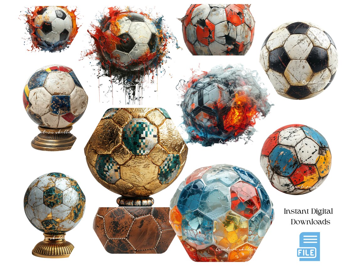 Watercolor Soccer Ball Clipart, Sports Illustration (PNG Files) - Etsy