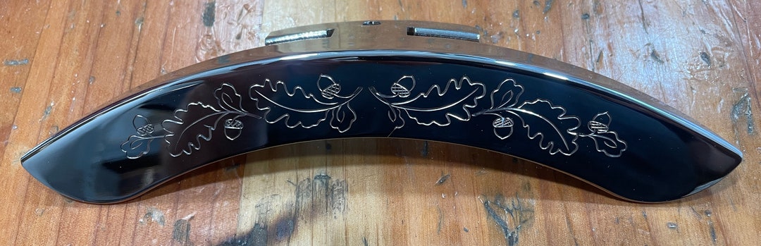 Banjo Armrest, Zinc Alloy, Chrome Plated, Hand Engraved With Oak Motif ...