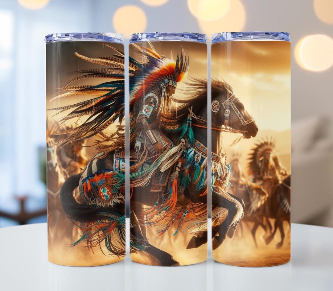 Native American Riding a Horse Tumbler - Etsy