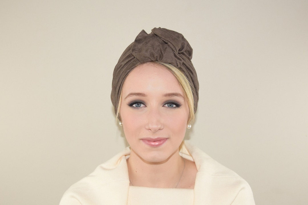 Chocolate Brown Women's Suedette Hat Turban, Knotted Turban - Etsy