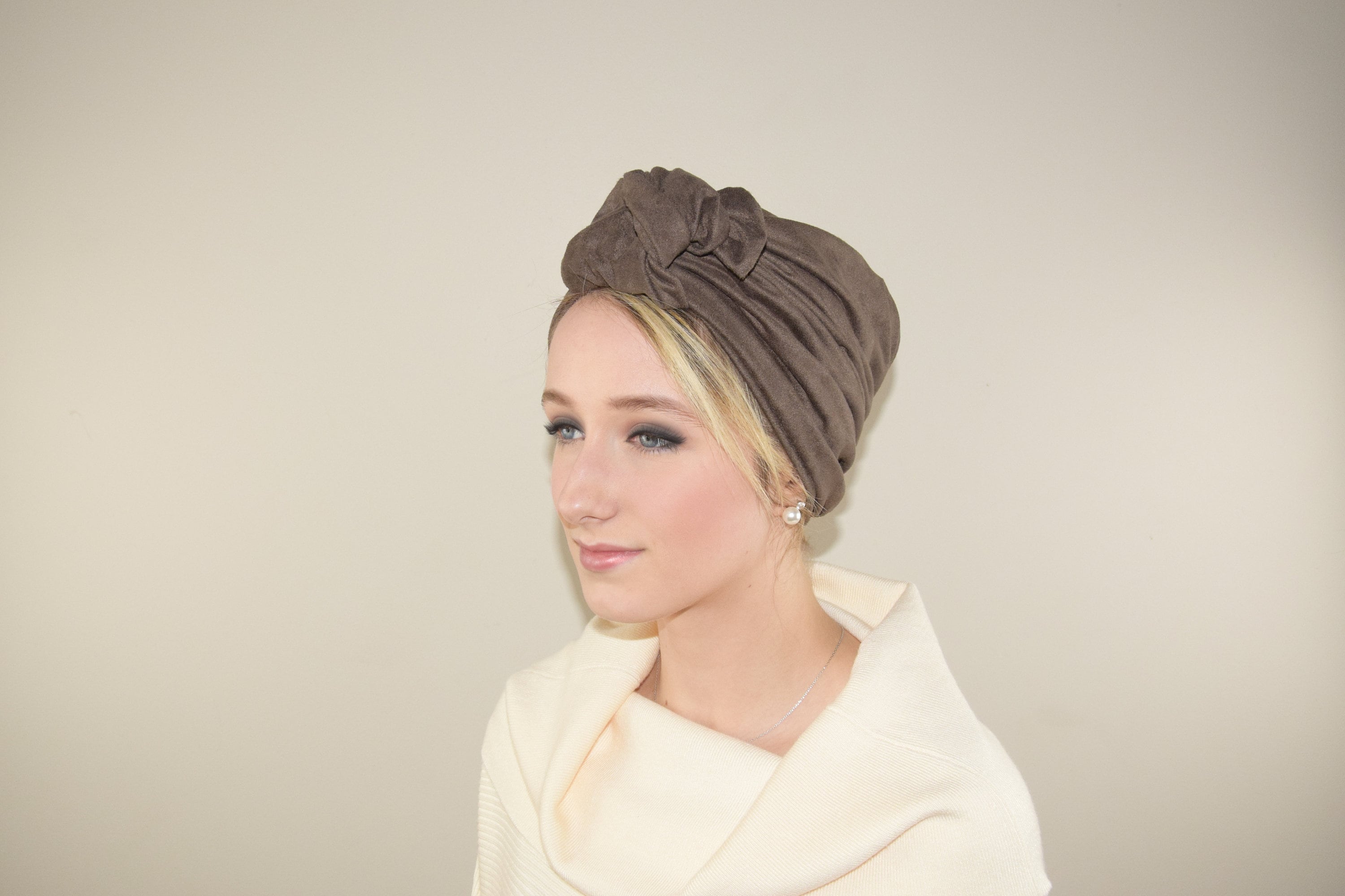 Brown Suedette Wrap Cap Turban for Women - Etsy