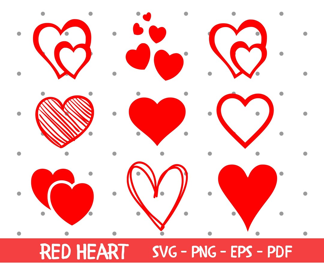 Red Heart SVG, Simple Heart Svg, Valentine's Day Svg, Read Hearts ...