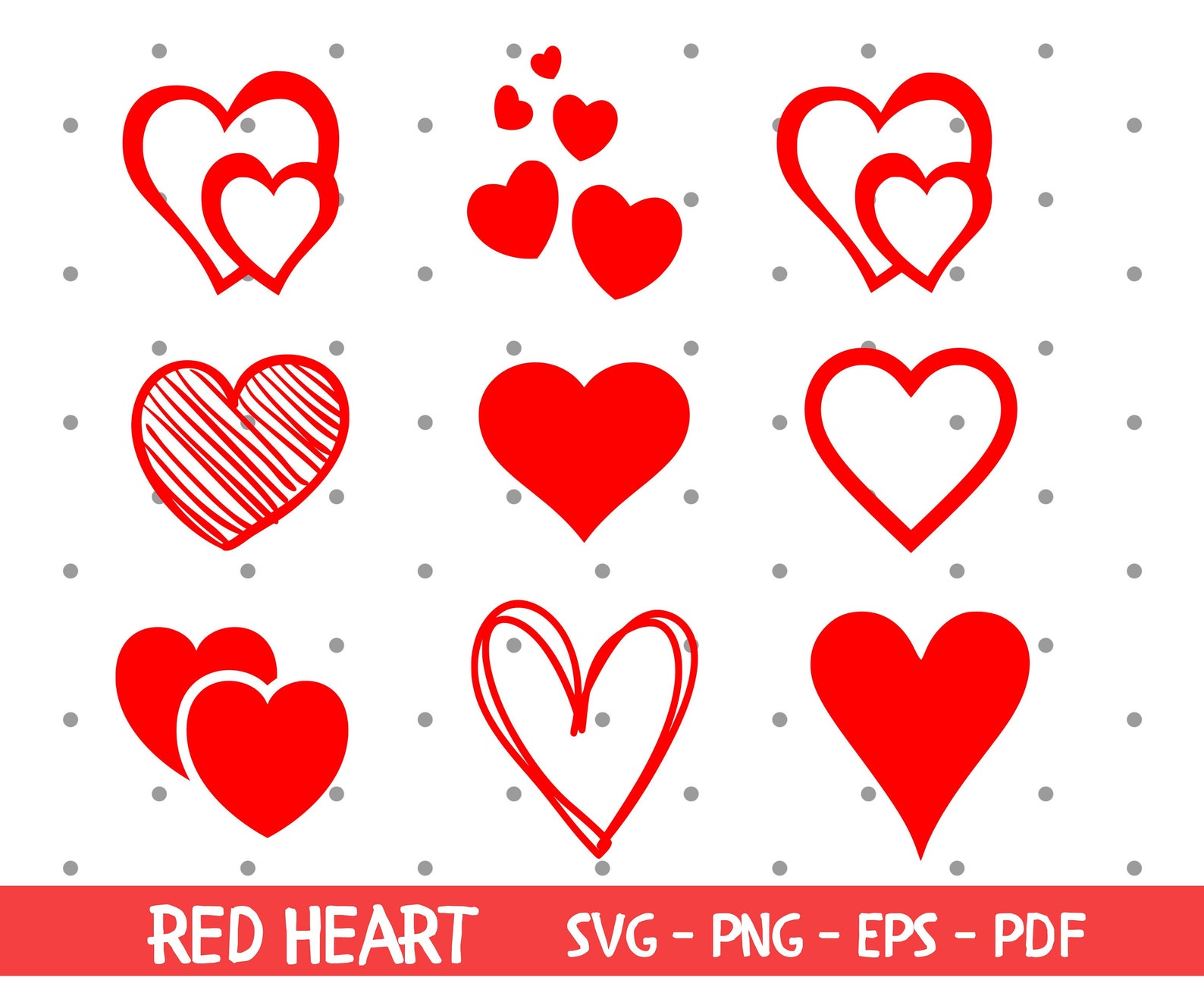 Red Heart SVG, Simple Heart Svg, Valentine's Day Svg, Read Hearts ...