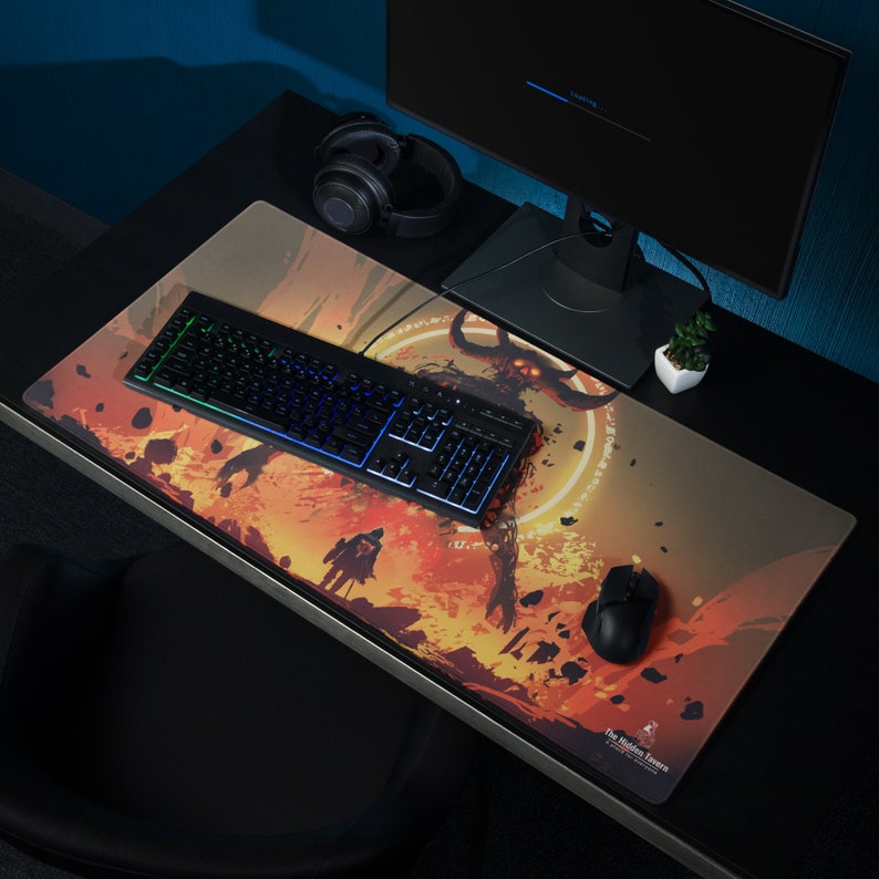 XL Desk Mat Battle Against the Devil - Etsy