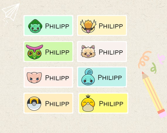 Pokemon Name Sticker School Kita Sticker With Name - Etsy
