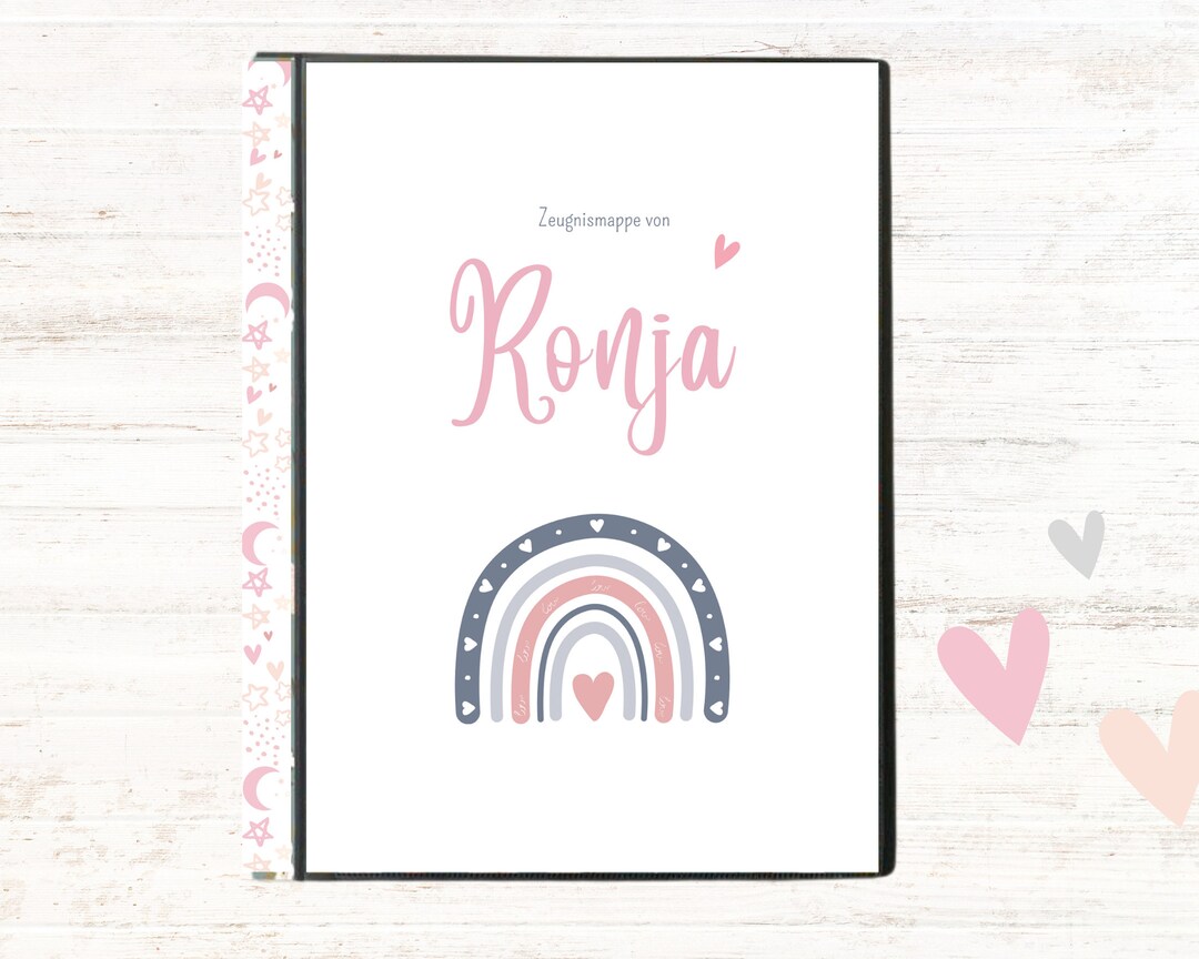 Personalized Report Card Folder Rainbow Pink Girl School Enrollment ...