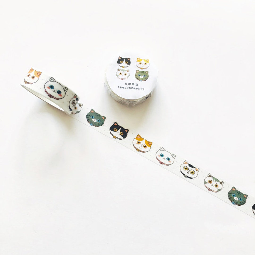 Cute Cats Washi Tape - Kawaii Cartoon Cats - 5m Length Fun Single Sided ...