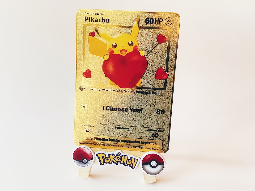 Pokemon Gold Card - Pikachu I Choose You - Valentine's Day Gift for Him ...