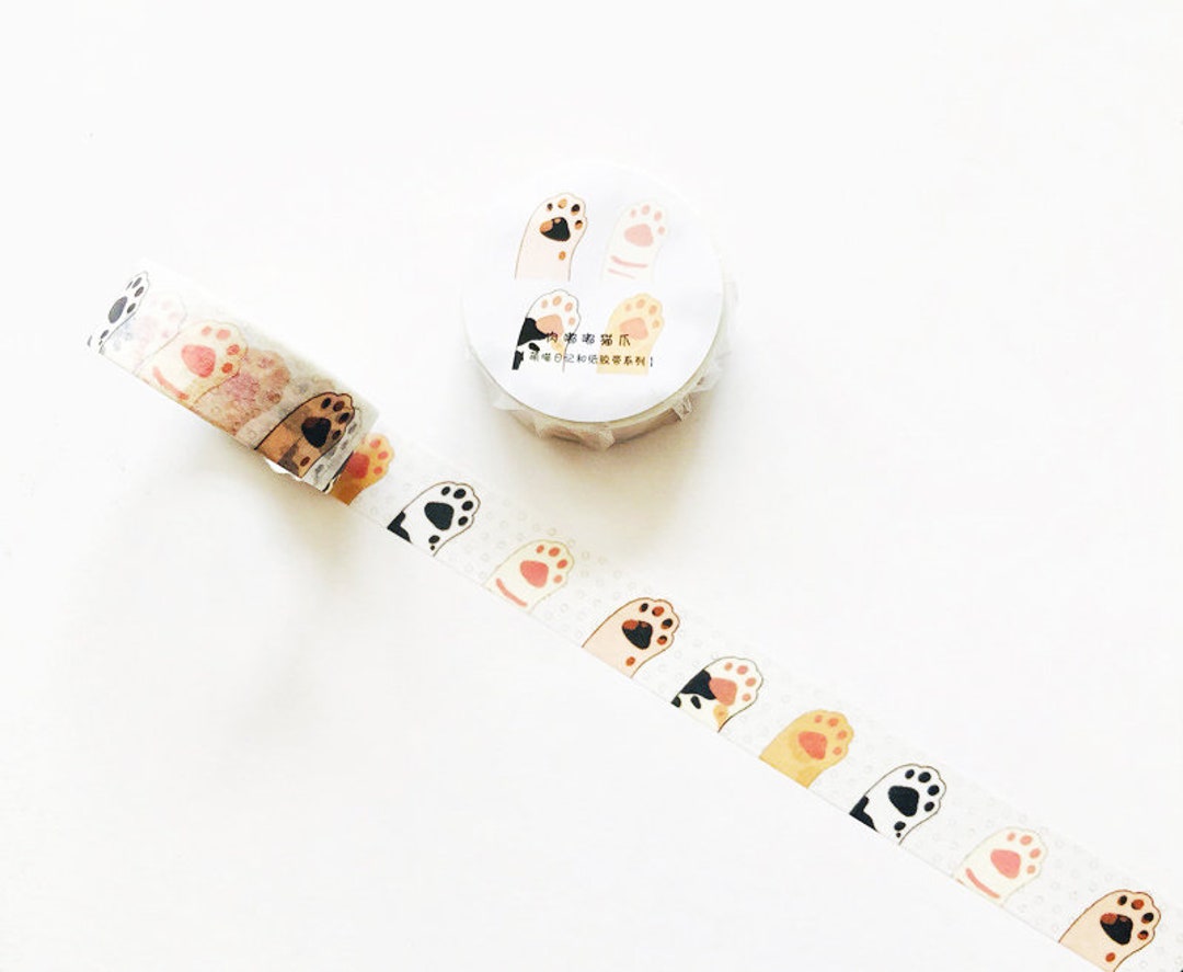 Cute Cat Paws Washi Tape - Kawaii Cartoon Design - 5m Length, Single ...