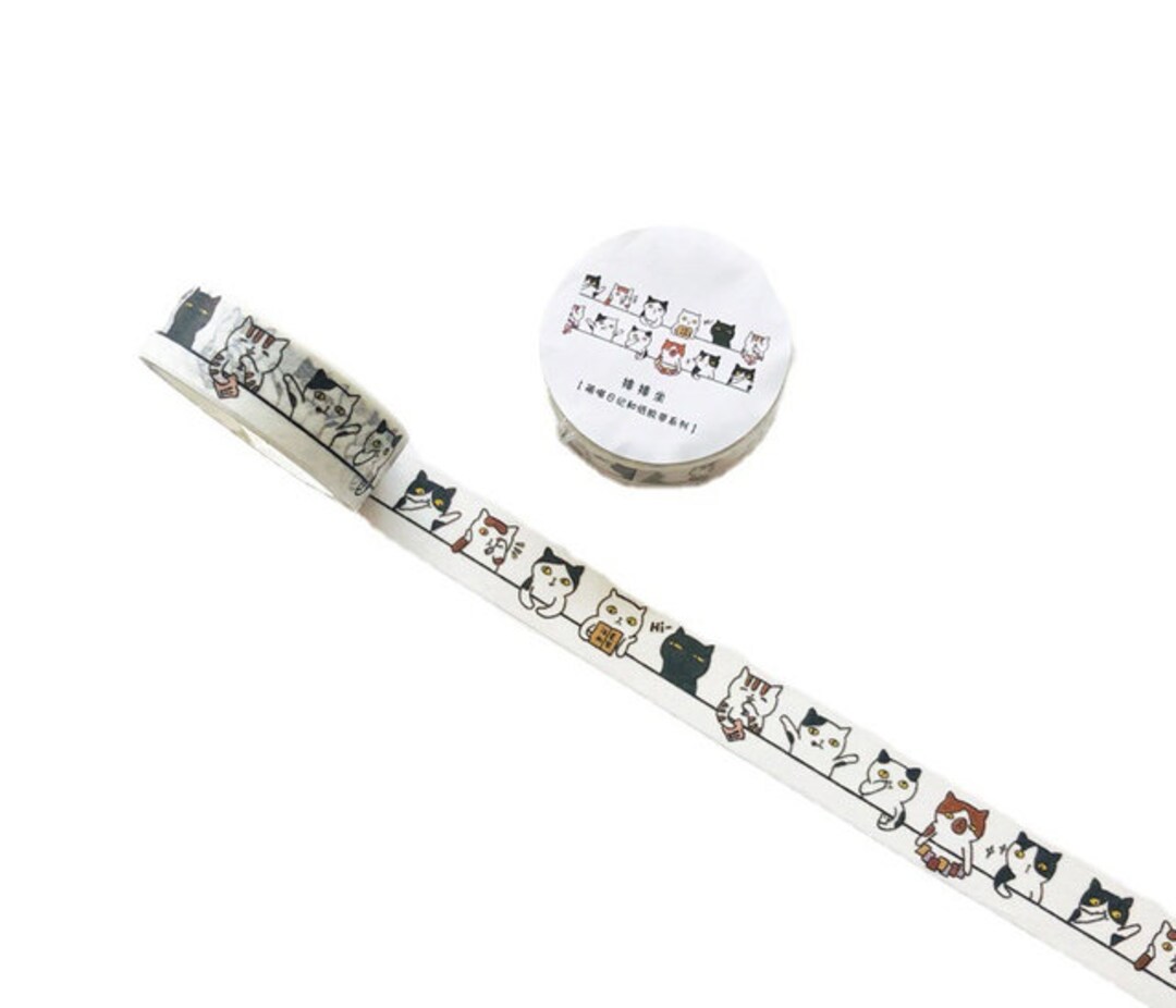 Cute Cats Washi Tape - Kawaii Cartoon Designs - 5m Length, Single Sided ...