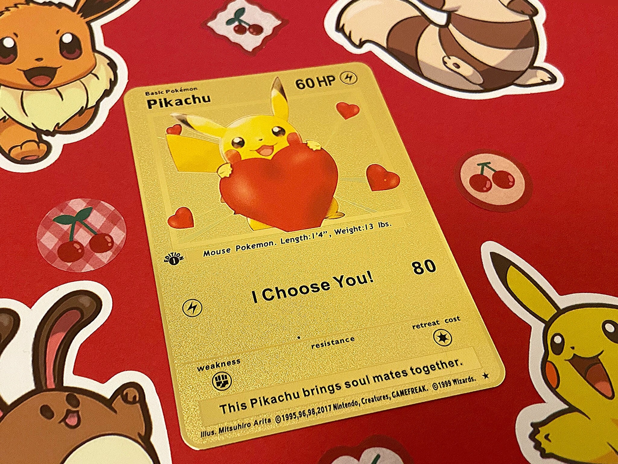 Pokemon Gold Card Pikachu I Choose You Valentine's Day - Etsy
