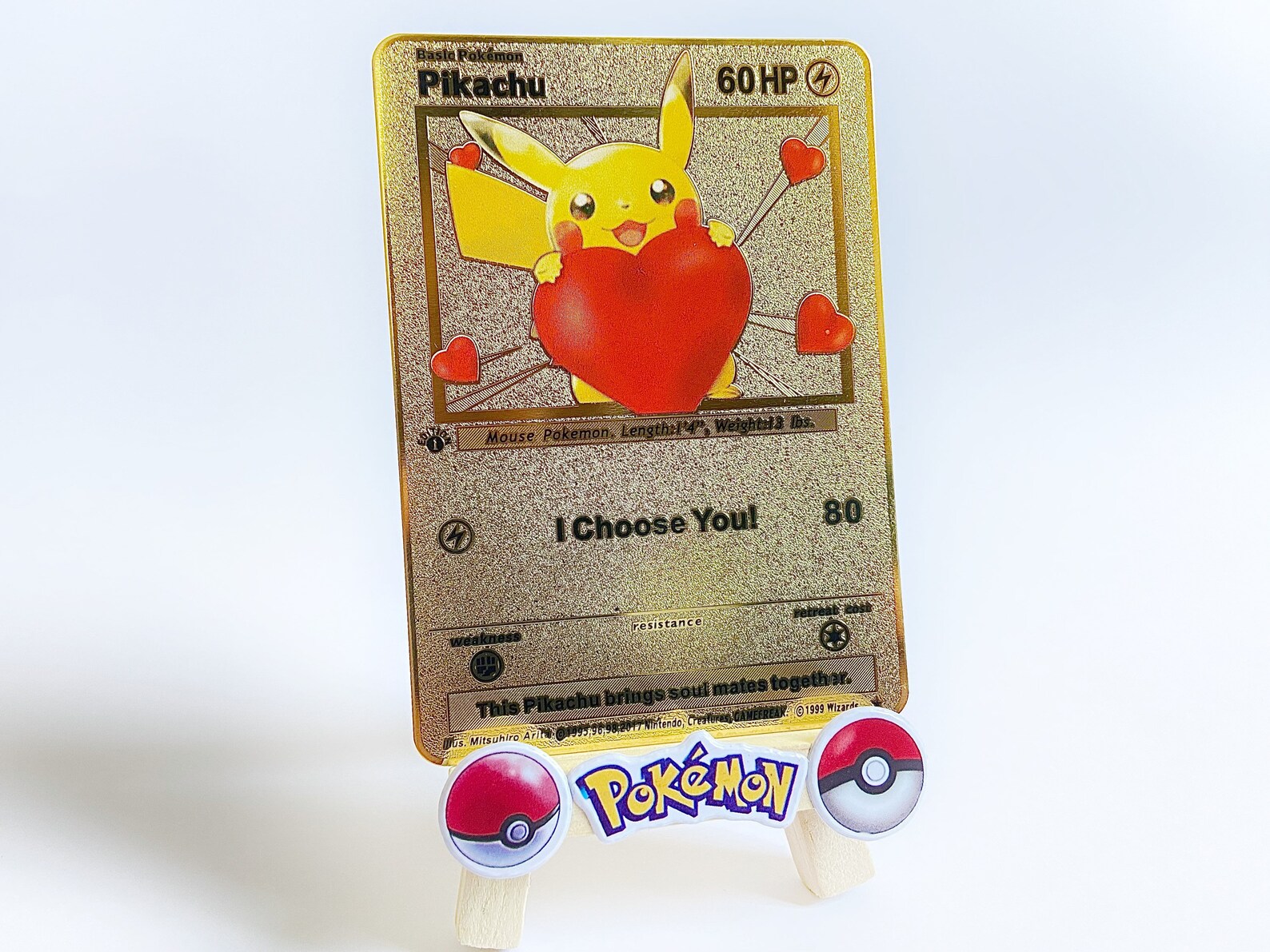 Pokemon Gold Card Pikachu I Choose You Valentine's Day - Etsy