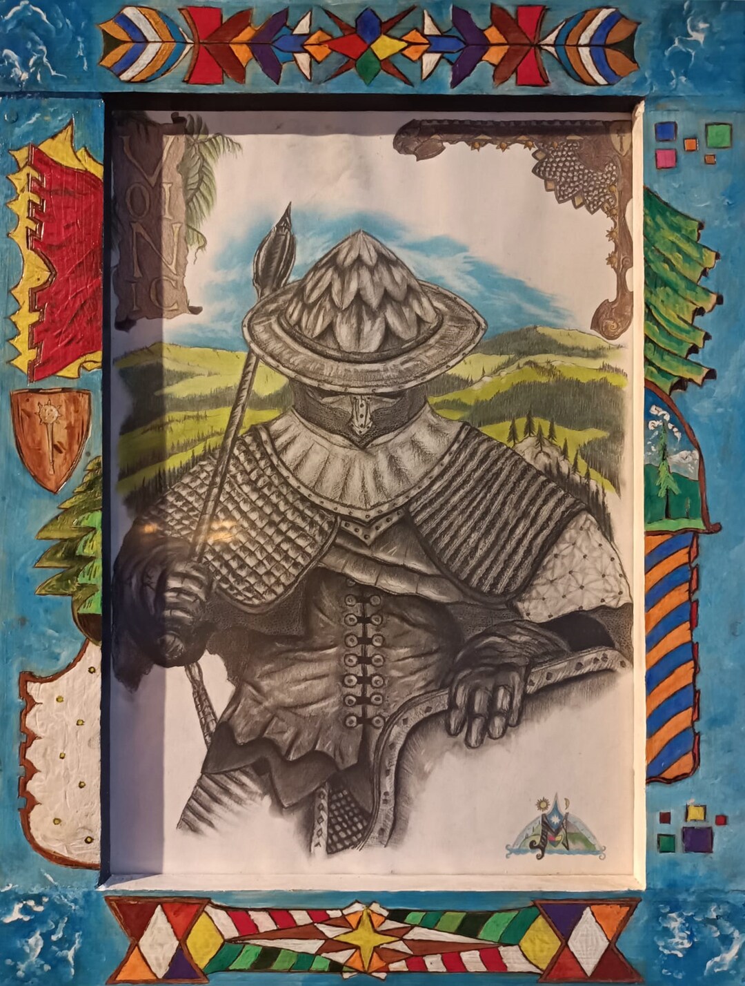 Drawing - Medieval Portrait - Line Soldier - Maceman - Etsy