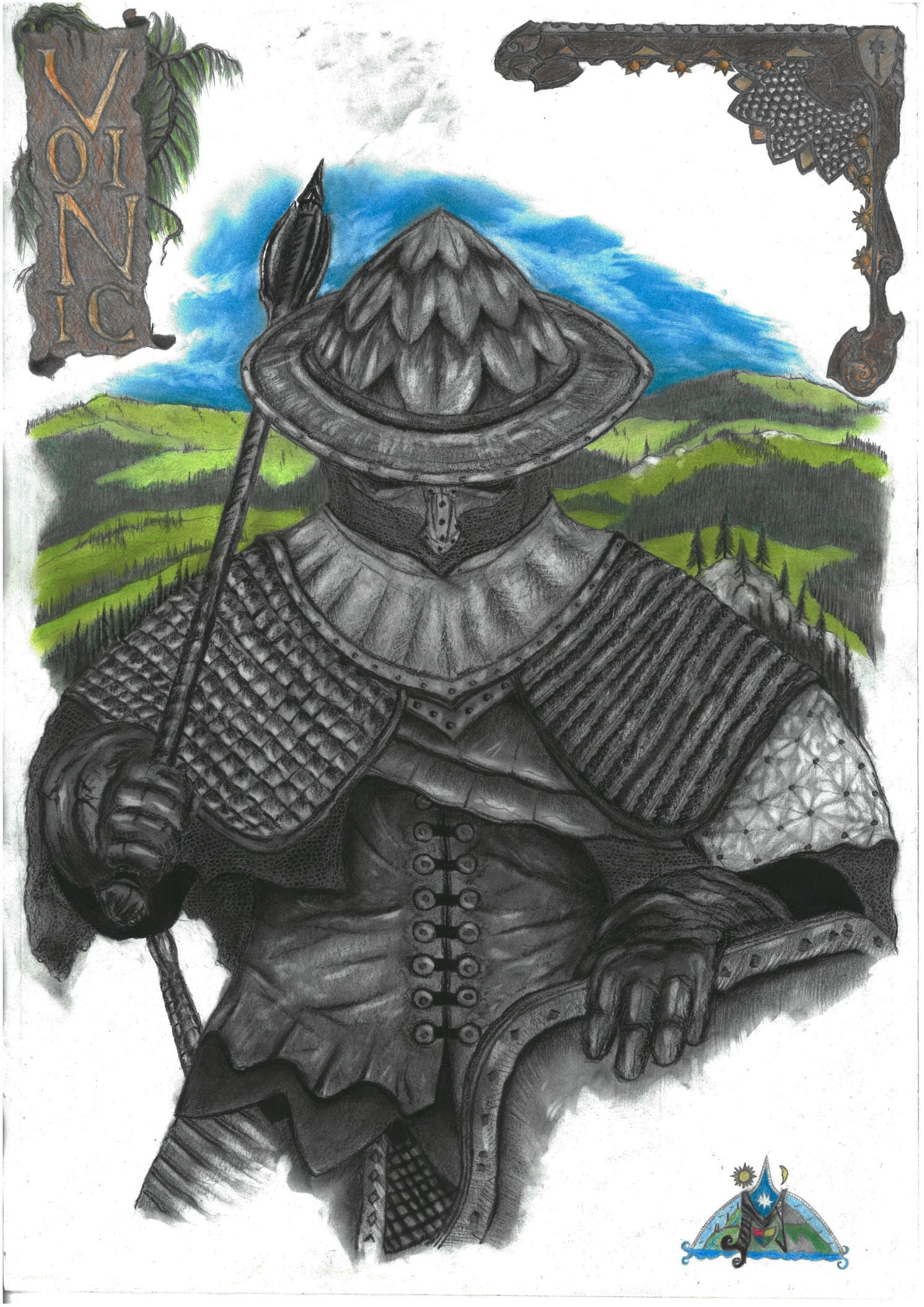 Drawing - Medieval Portrait - Line Soldier - Maceman - Etsy