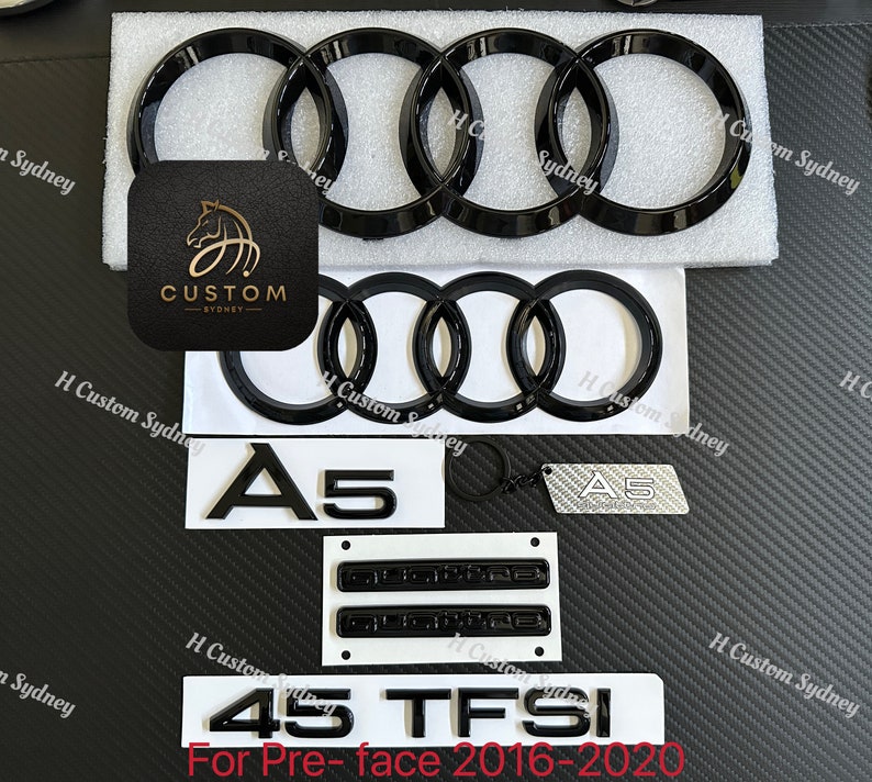 A5 Gloss Black Full Badges Package for Audi A5 F5 45TFSI Quattro ...
