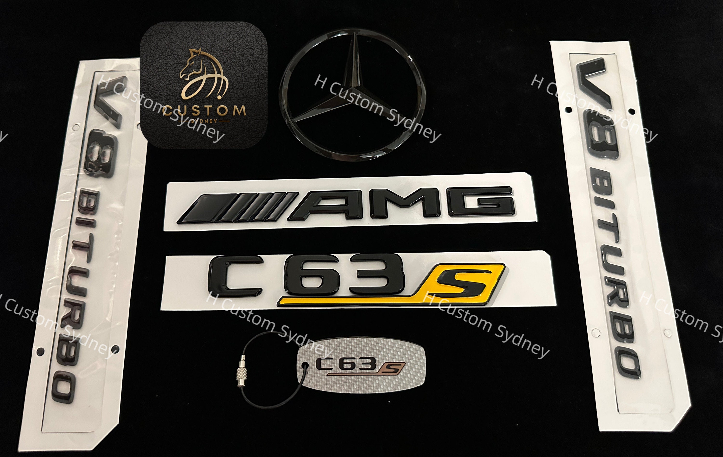 Custom Gloss Black C63S Badges Package for Mercedes C63s W205 C205 S205 ...