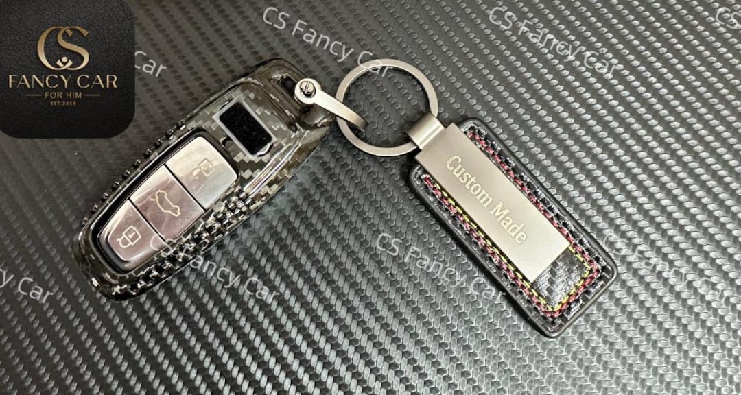 New S3 RS3 S6 RS6 S7 RS7 Premium Genuine Fiber Key Fob Cover Case Fit ...