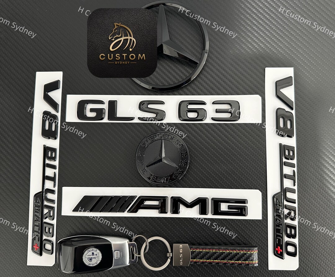 Gloss Black GLS63 Badges Package for Mercedes GLS63 X167 2021-2024 ...