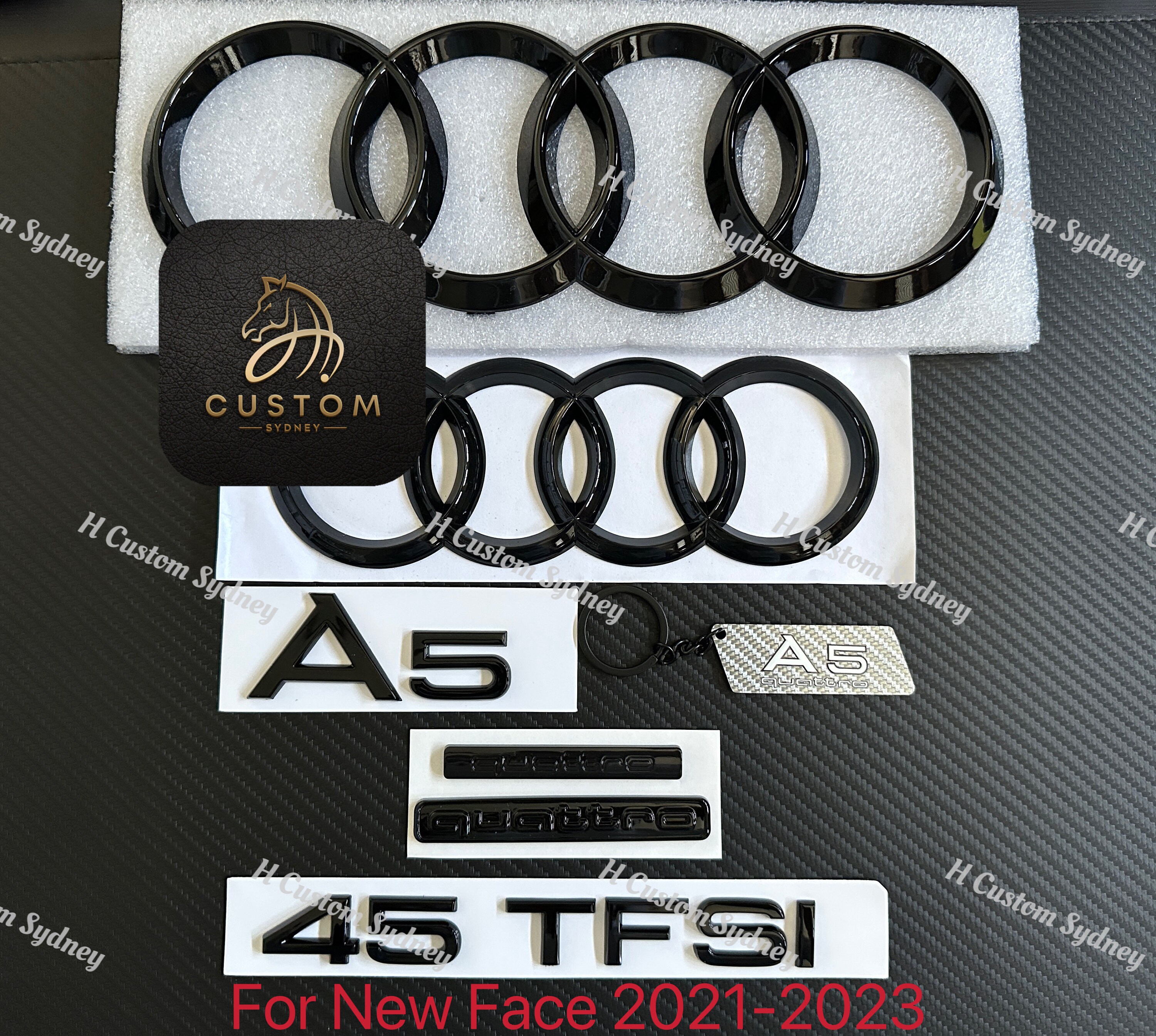 A5 Gloss Black Full Badges Package for Audi A5 F5 45TFSI Quattro ...