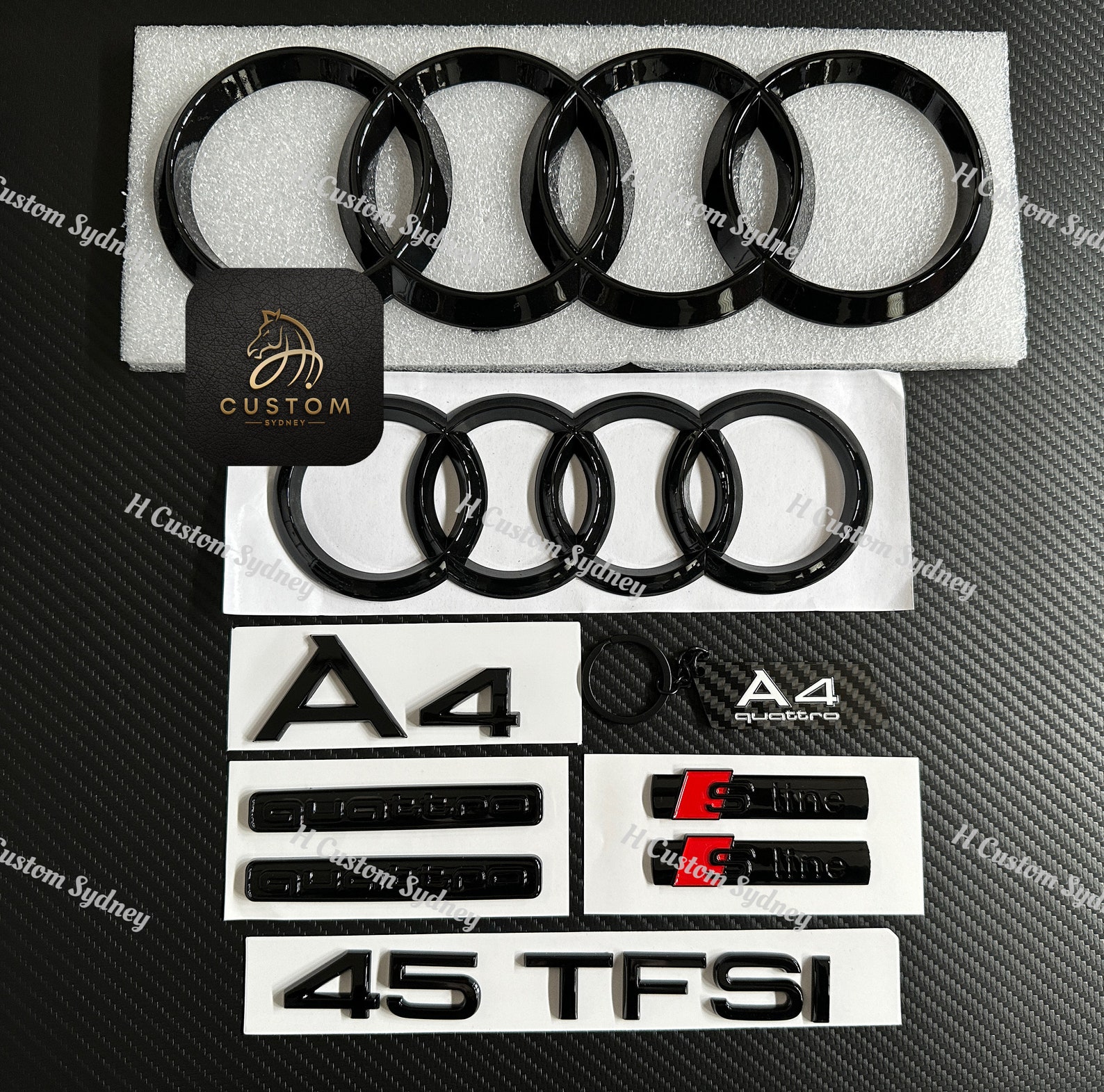 A4 Gloss Black Full Badges Package for Audi A4 B9 40 TFSI 45 TFSI ...