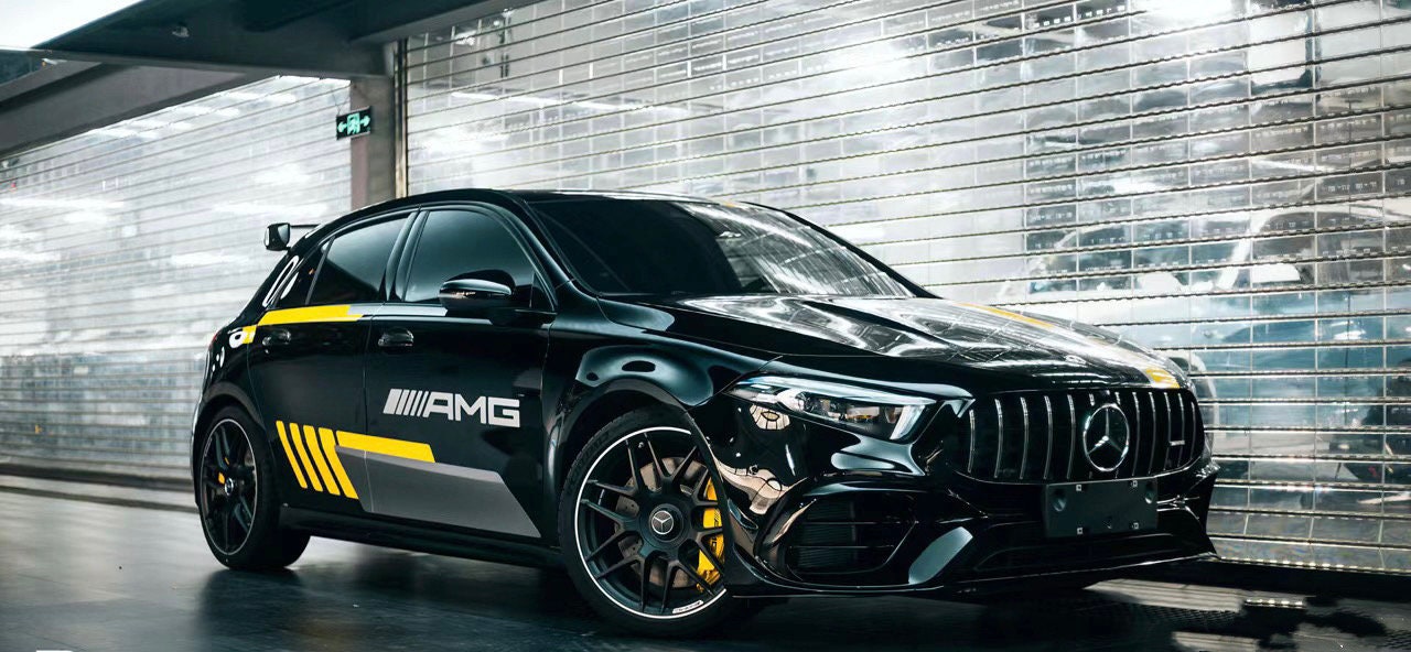 A45S Gloss Black Full Badges Emblems Package For Mercedes A45S W177 ...