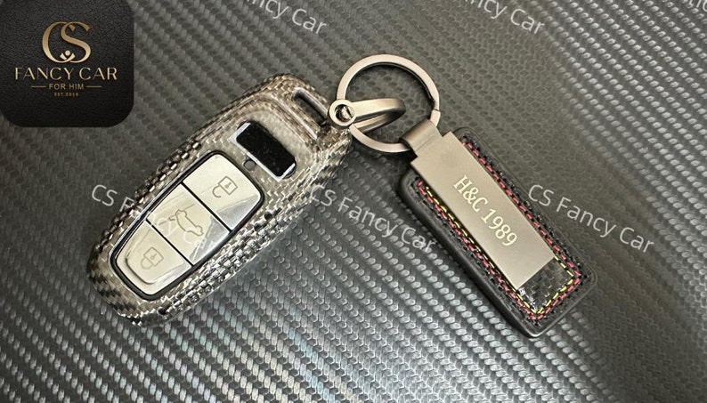New S3 RS3 S6 RS6 S7 RS7 Premium Genuine Fiber Key Fob Cover Case Fit ...