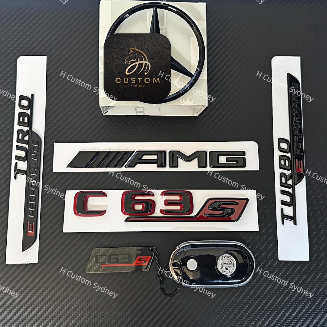 C63S Gloss Black Badges Pack for Mercedes C63S E Performance W206 S206 ...