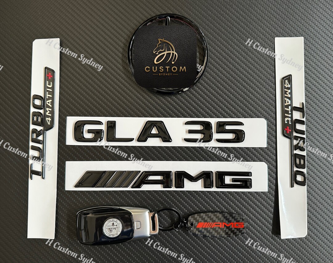 GLA35 Gloss Black Full Badges Package for Mercedes GLA35 H247 AMG ...