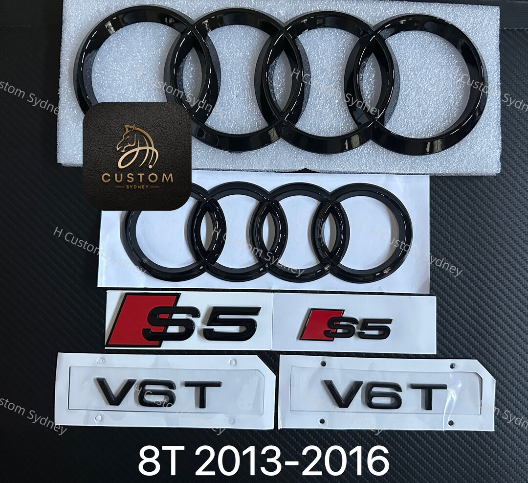 S5 Gloss Black Full Badges Emblems Package for Audi S5 8T 2013-2016 ...