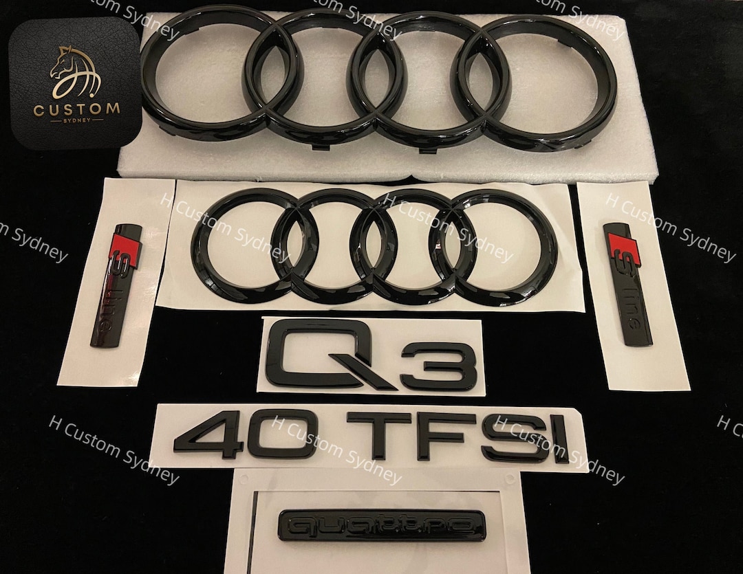 Gloss Black Q3 Badges Package for Audi Q3 8U F3 2016-2024 Exclusive ...