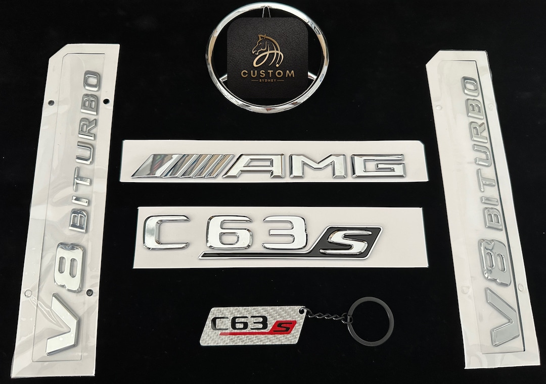 Chrome OEM C63S Badges Pack for Mercedes C63S W205 C205 S205 2019-2023 ...