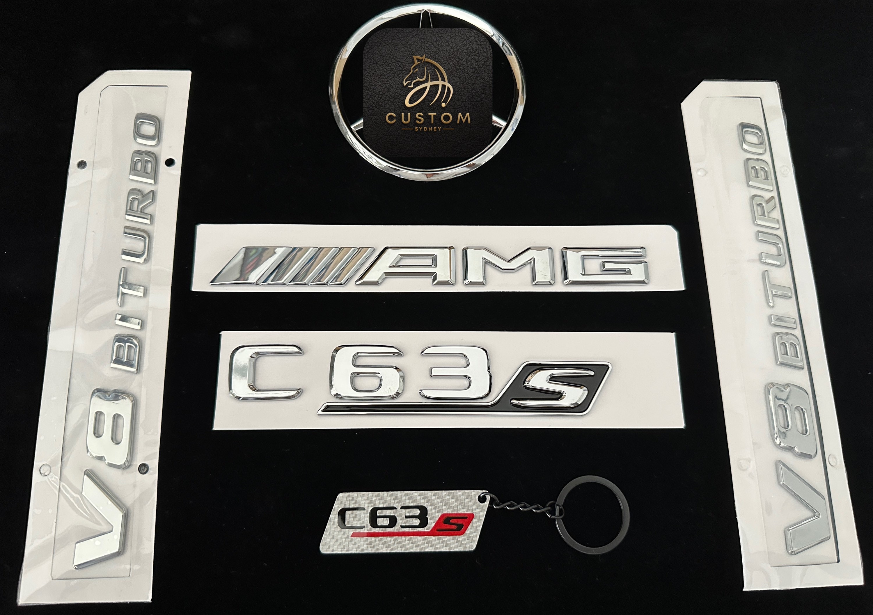 Chrome OEM C63S Badges Pack for Mercedes C63S W205 C205 S205 2019-2023 ...