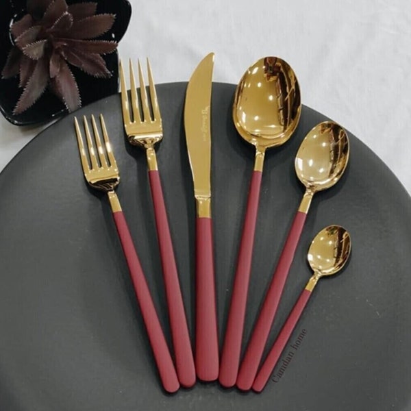 Red Cutlery Set - Etsy