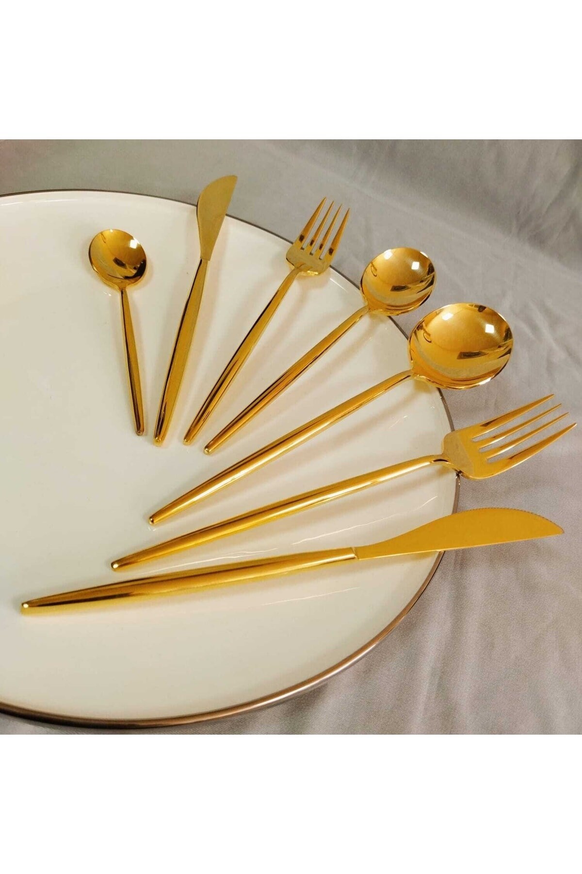 Personalized Cutlery 24K GOLD Shiny Cutlery Set, 24K Gold 84 Pieces Set ...