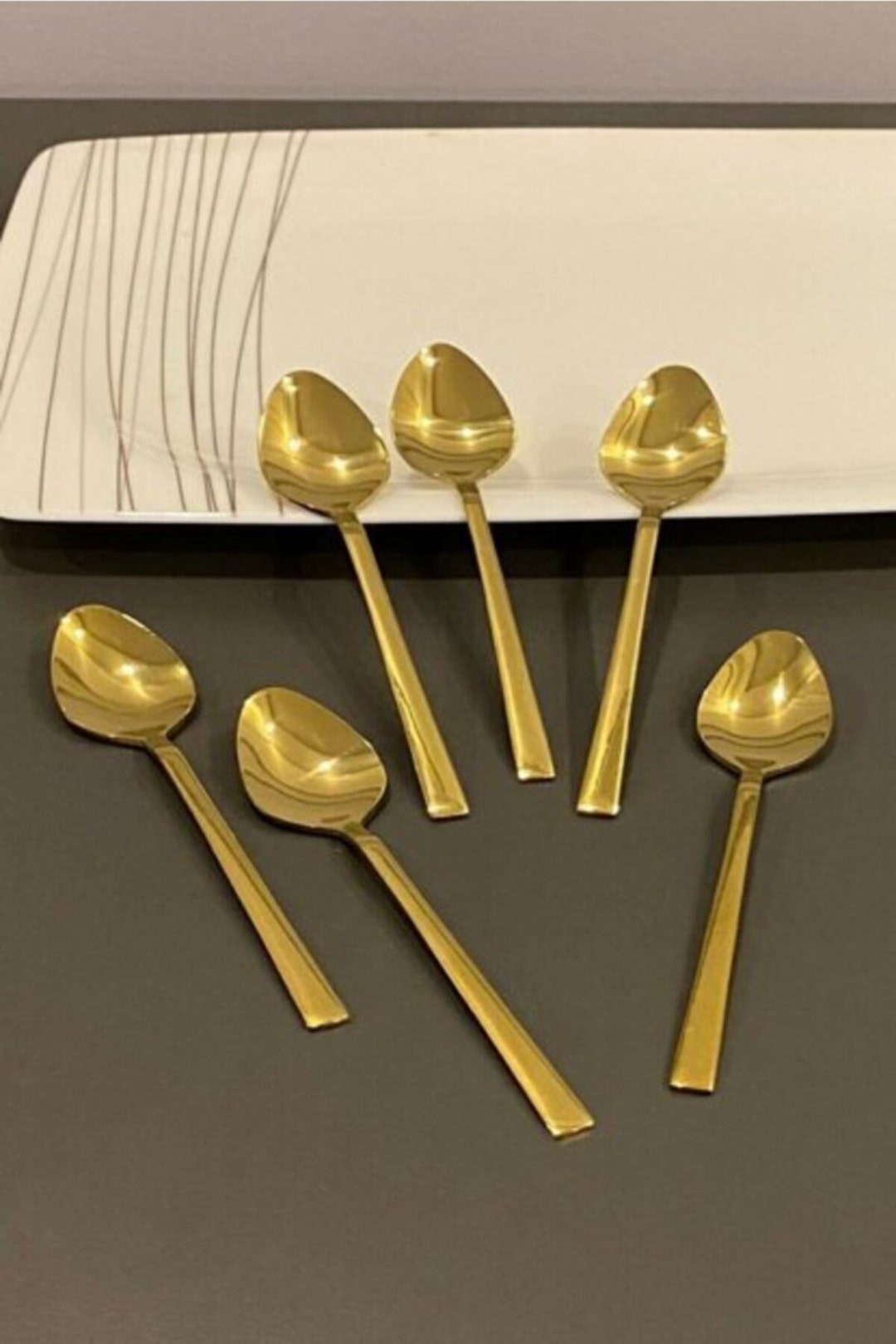 6 Pieces Gold Tea Spoon, Coffee Spoons, Dessert Spoon. Coffee Spoon ...