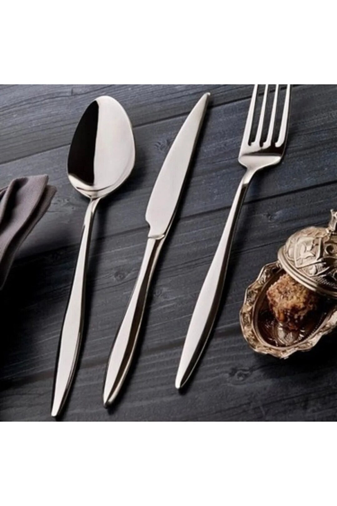 Silver Titanium Cutlery Set, Stainless Steel Cutlery Set, 36 Pieces Set ...