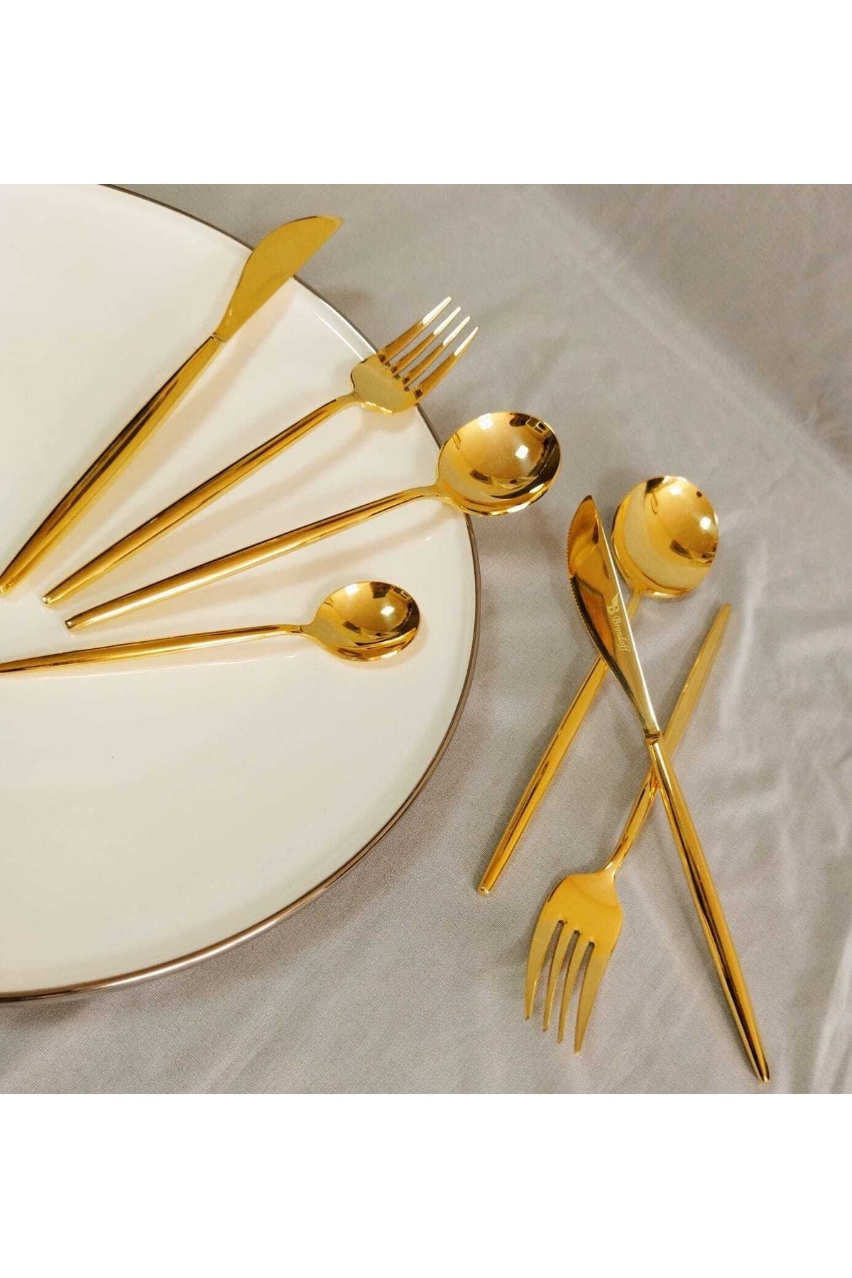 Personalized Cutlery 24K GOLD Shiny Cutlery Set, 24K Gold 84 Pieces Set ...