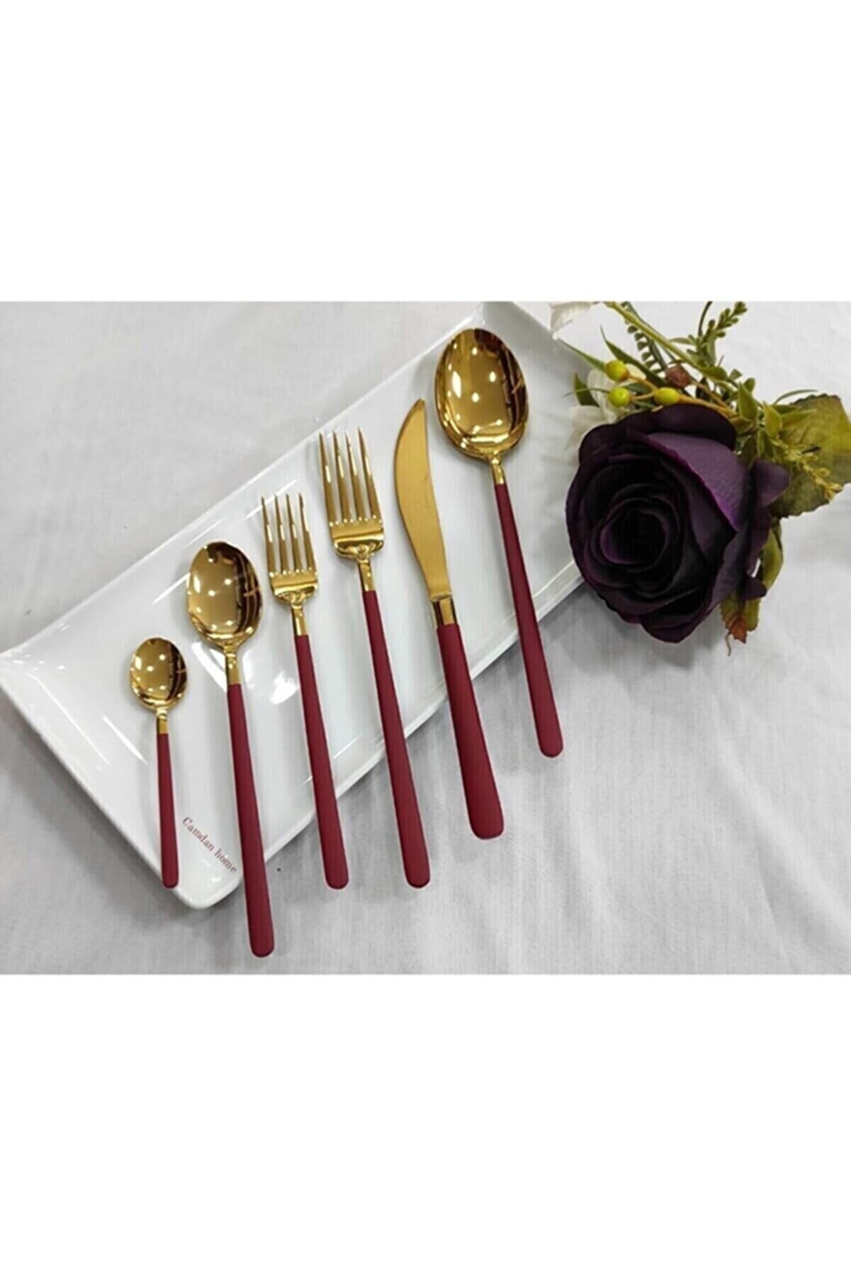 Red Cutlery Set Dinner 12 Pieces Set Tableware Red Cutlery - Etsy