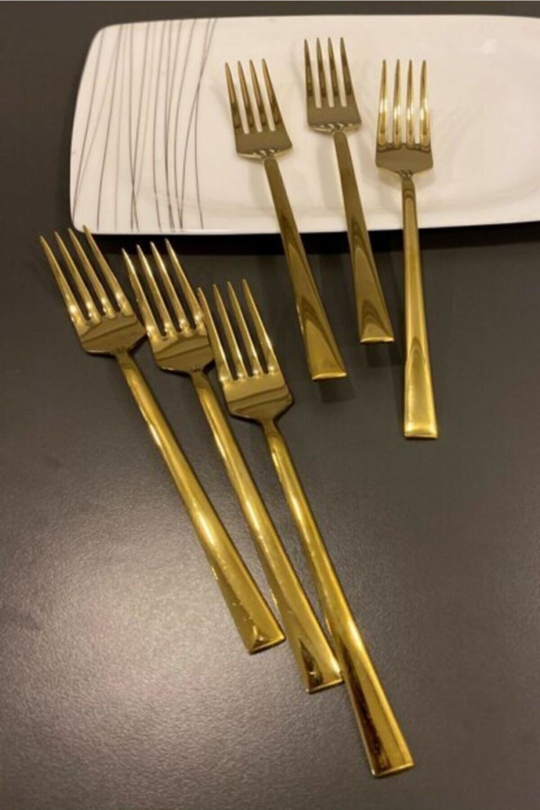 Custom Made Gold Dinner Fork Set, Engraved Name Dinner Fork Set, Gold ...