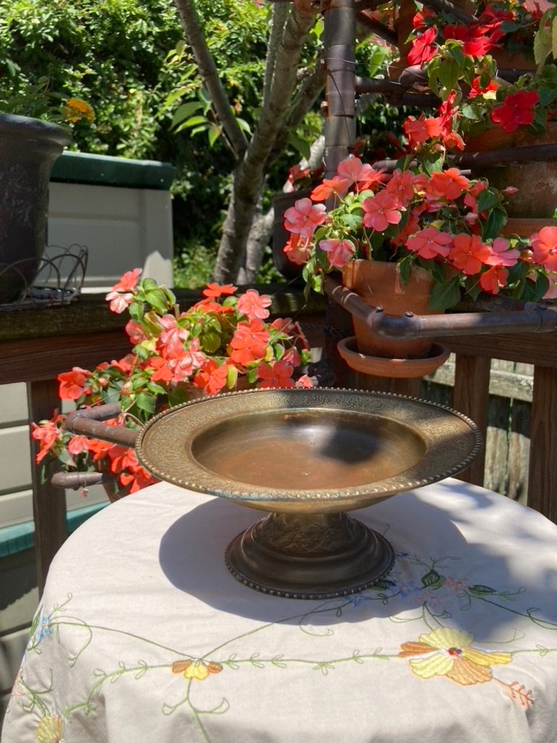 Vintage Solid Brass Compote Centerpiece Pedestal Dish or Fruit Dish - Etsy